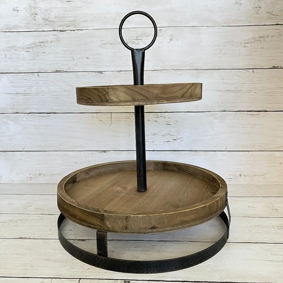 Hobby Lobby | Accents | 2 Tiered Tray Stand Twotier Metal Wood ...